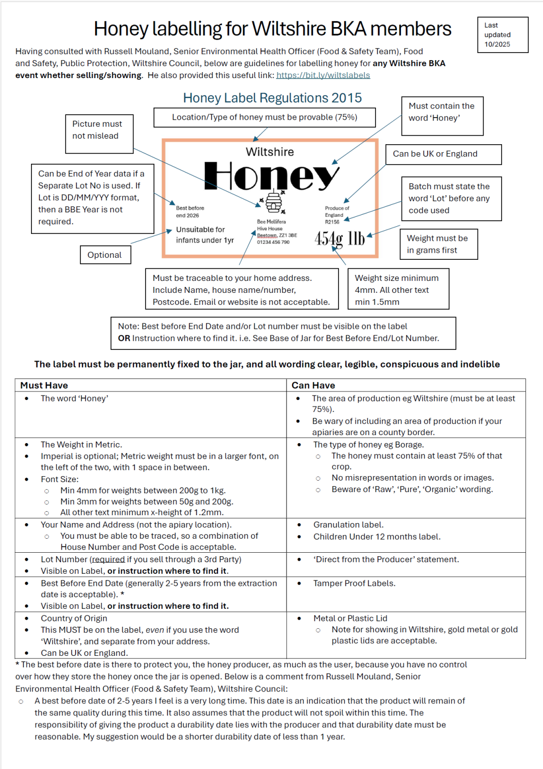Wiltshire Beekeepers AssociationHoney labelling guidelines - Wiltshire ...